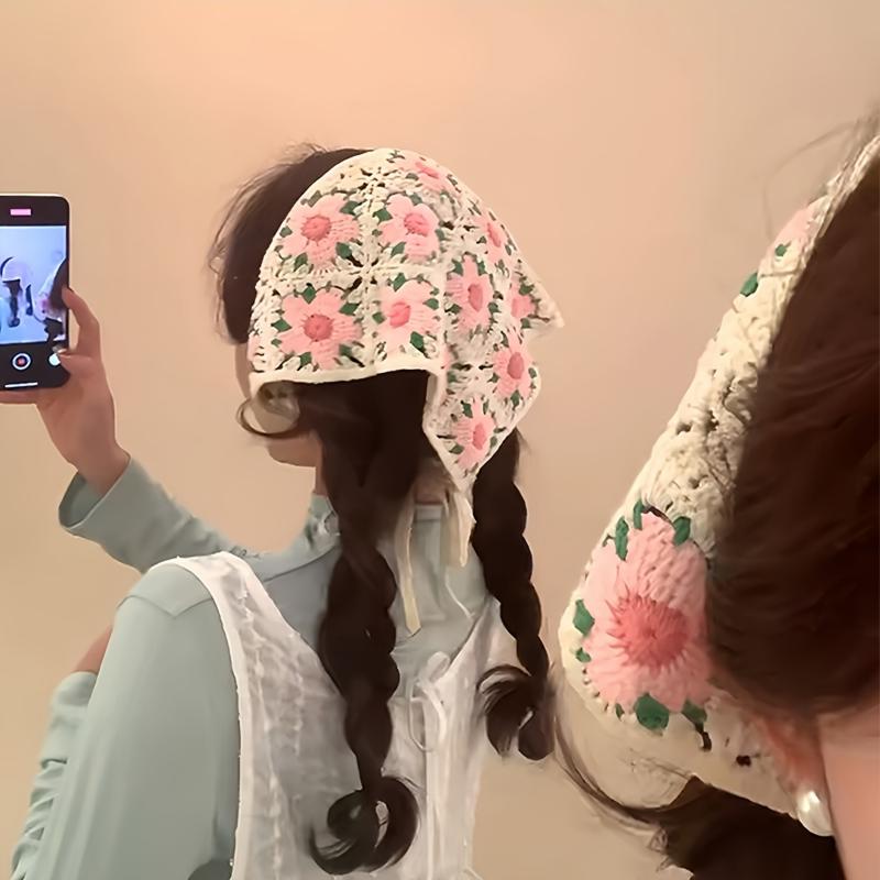 Tudung Mengait Bohemia, Corak Bunga Segi Tiga, Aksesori Musi - TikTok ...