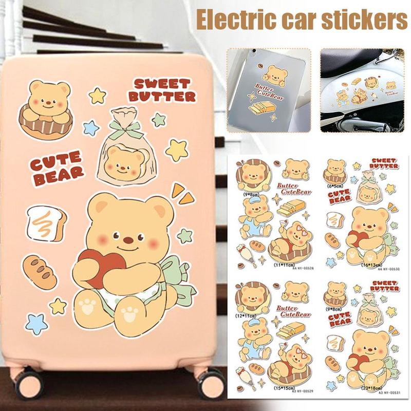 Cartoon Cute Butter Bear Big Suitcase Stickers Electric Car Motorcycle ...