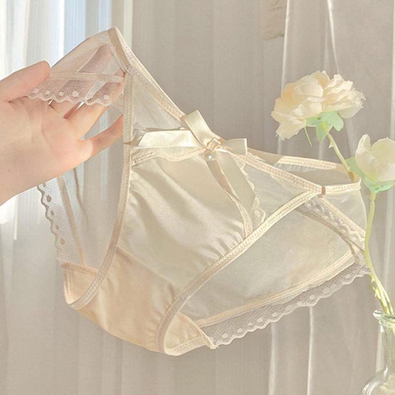 Satin Women Panties Lace Edge Transparent Ultra-thin Underwear - TikTok ...