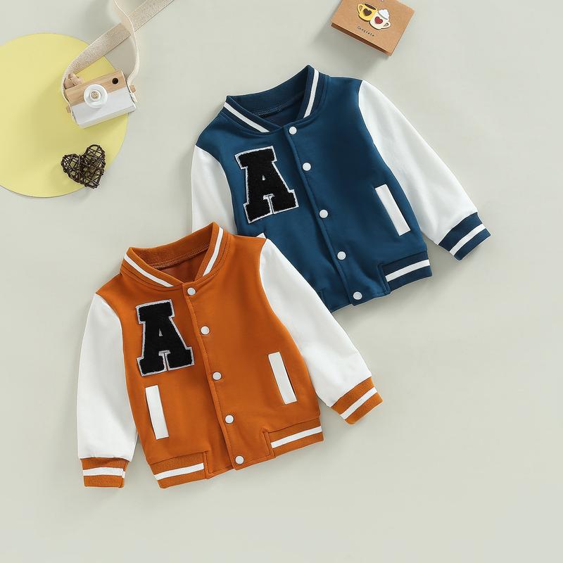 Baby Boys Girls Baseball Jackets Toddler Letter Pattern Contrast ...