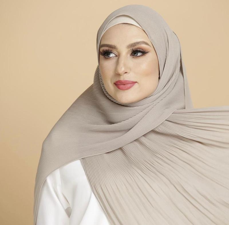 Half Pleats Shawl (Standard Saiz) Pashmina Chiffon Fabric Flowy ...