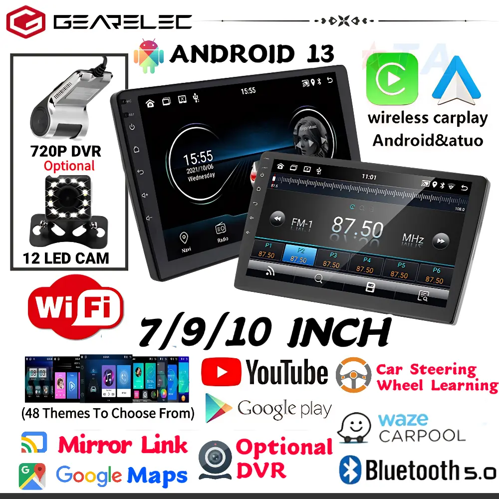 / GEARELEC Universal Android Car Radio Bluetooth/GPS/FM Touch Screen ...