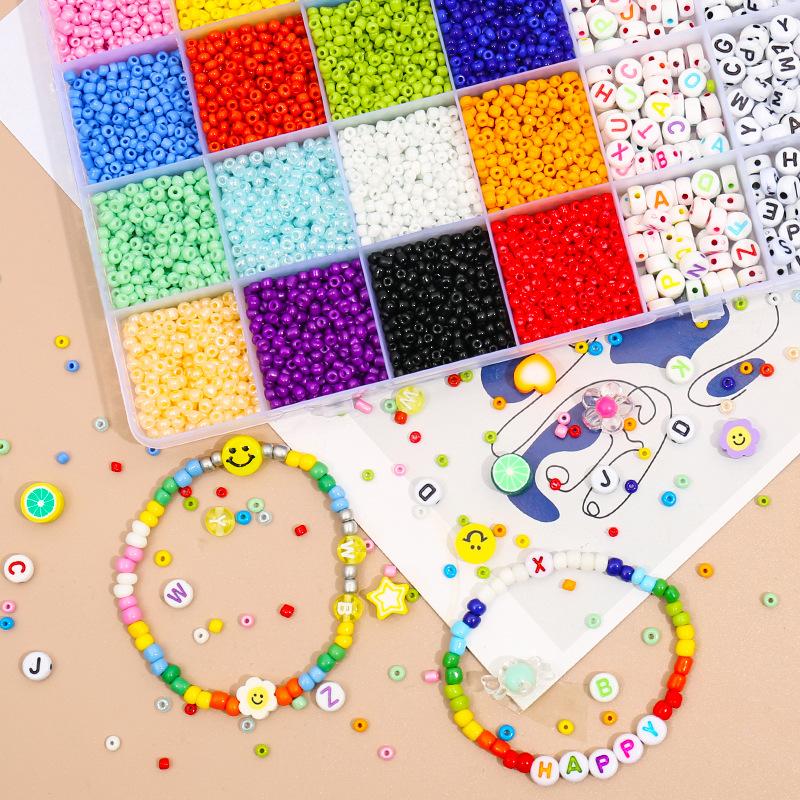 5000Pcs Beads Kit 3mm Glass Beads Acrylic Alphabet Letter Beads and ...