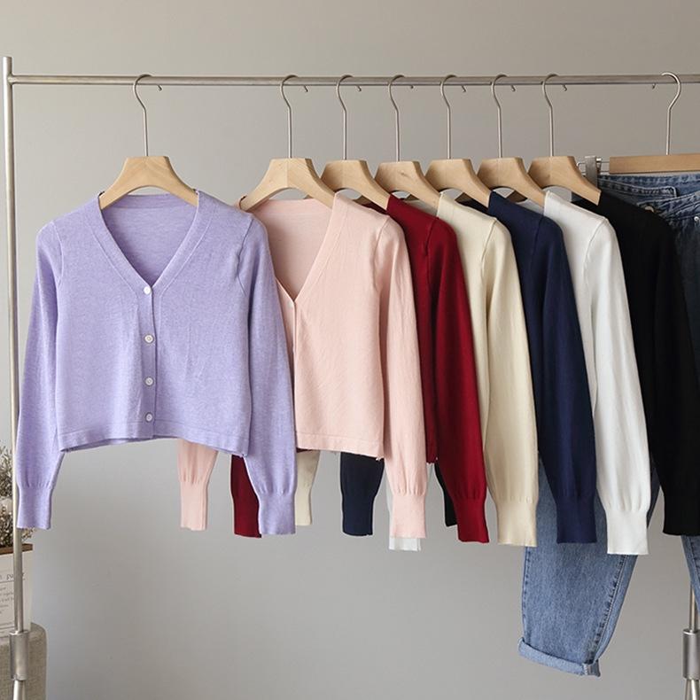 Solid Button Front Crop Cardigan - TikTok Shop Singapore