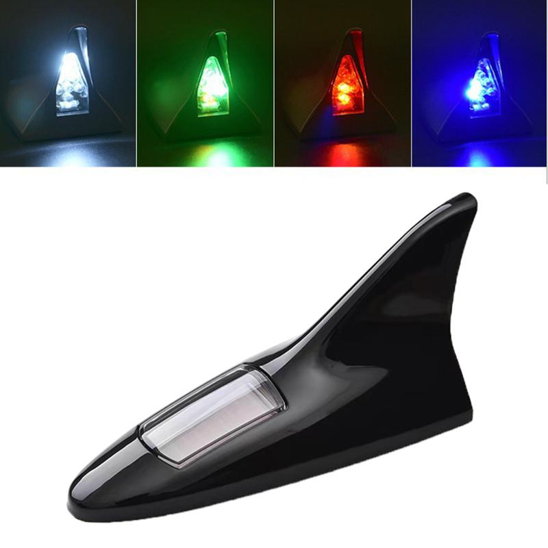 Universal Solar LED Light Car Shark Fin Antenna Roof Tail Modified ...