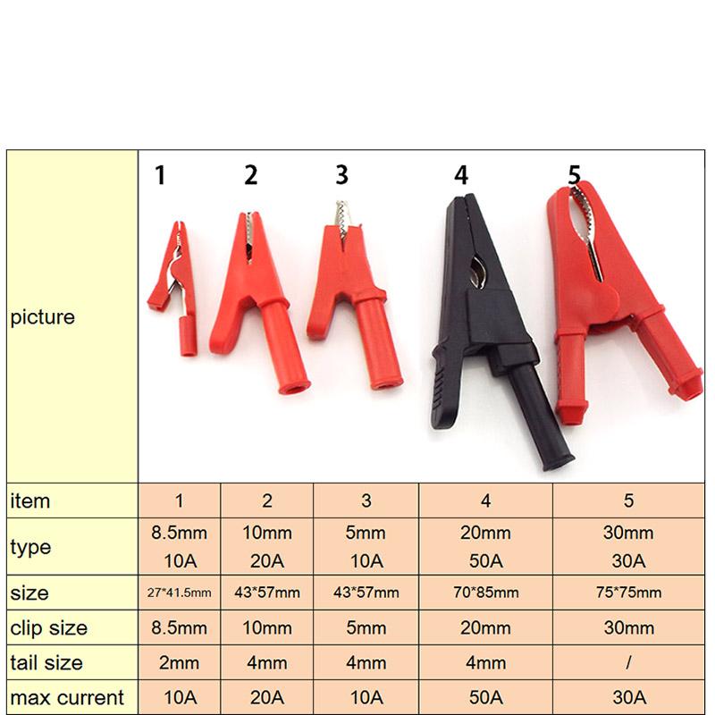 Red+Black Insulated Crocodile Car Battery Test Lead Clips Alligator ...