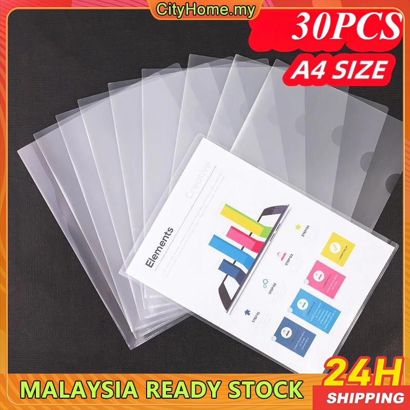 Folder berbentuk L, saiz A4, lutsinar, 30PCS, Klasifikasi Fail, Sesuai ...