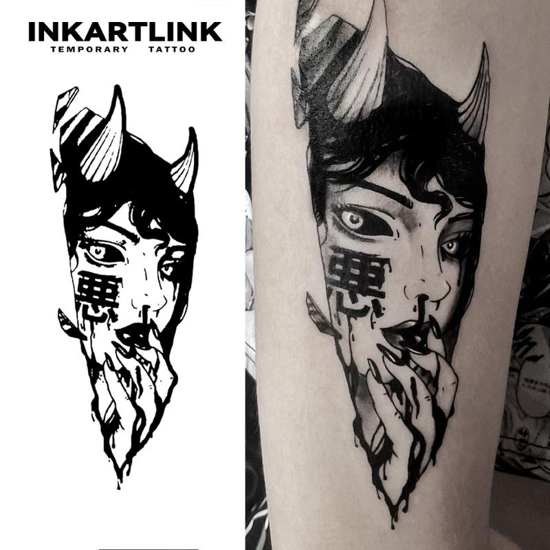 Female devil Temporary Tattoo Sticker Herbal Juice Tattoo Magic ...