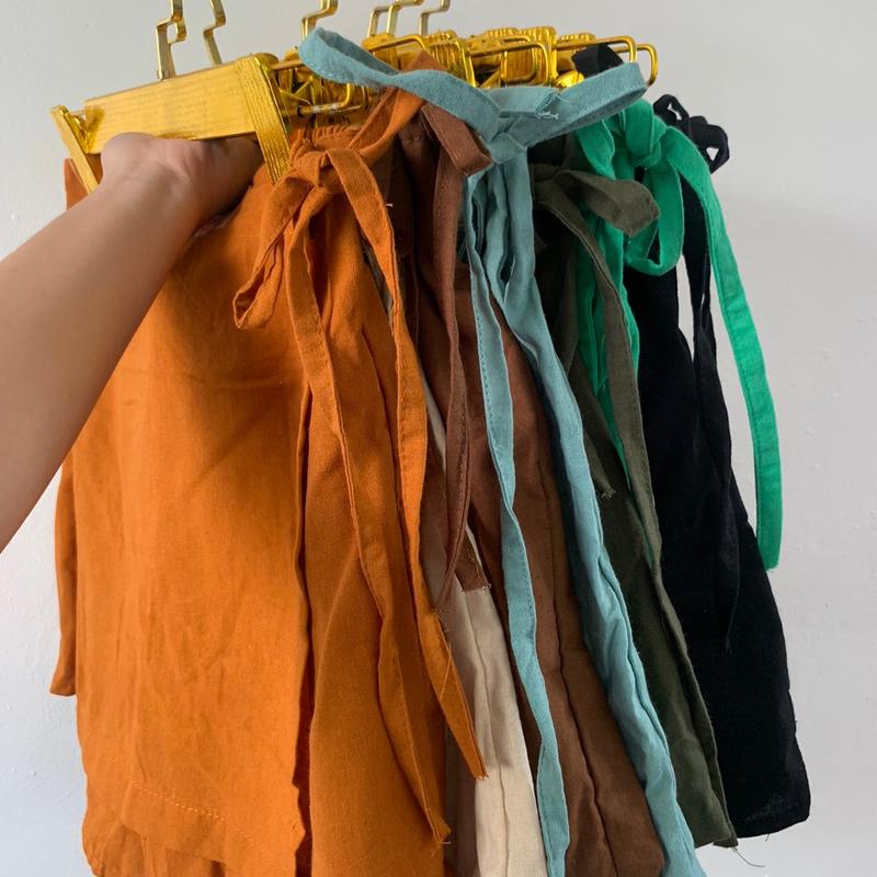 Overlap String Linen Skort by K&R - TikTok Shop Philippines