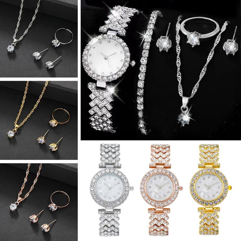 Set Jam Tangan Kuarza Fesyen Wanita, 5pcs, Termasuk Jam Tangan ...