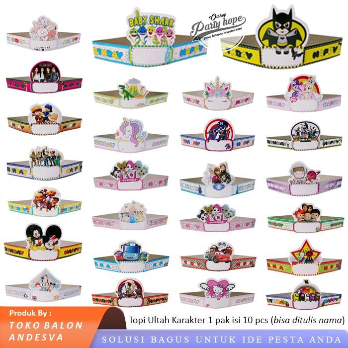 Topi Ulang Tahun Anak / Topi Pesta Ultah Topi Lingkar Kepala Karakter ...