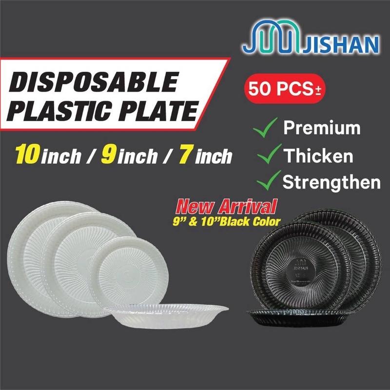 Disposable PP Plastic Plate - 10' Clear Plate 50pcs/pkt - TikTok Shop ...