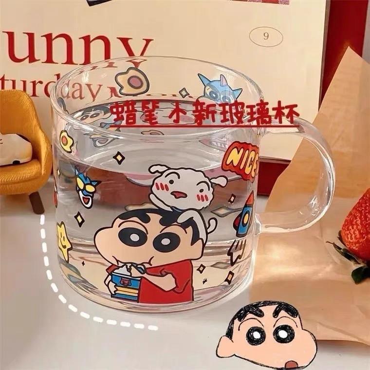 Crayon Shin Chan Milk Cup cawan susu mangkuk salad Glass Kitchenware ...