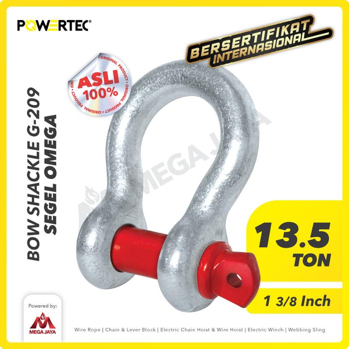 Promo POWERTEC Bow Shackle Omega G209 13.5 Ton - 1-3/8" Segel Screw Pin ...
