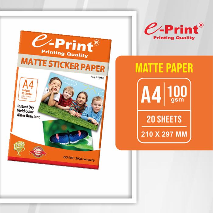 Jual e-Print Kertas Foto Stiker Matte Paper 100 gsm - Jakarta Utara ...