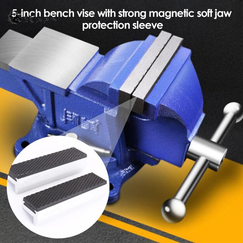 5-Inch Bench Vise With Strong Magnetic Soft Jaw Protection Sleeve ...