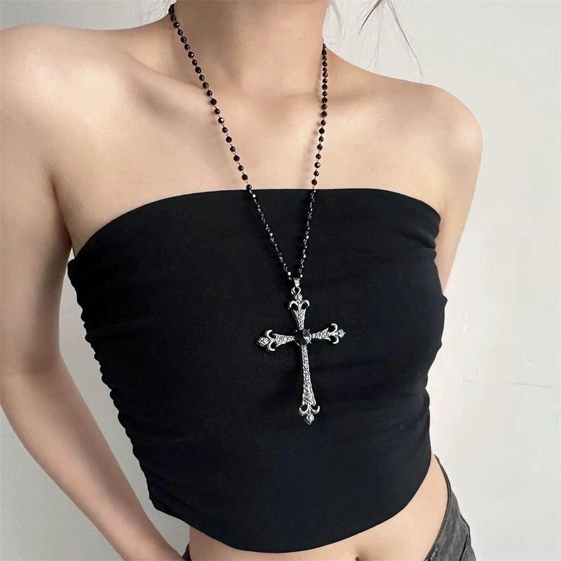 Vintage Dark Wind Cross Necklace Subculture Gothic Style Lon - TikTok ...