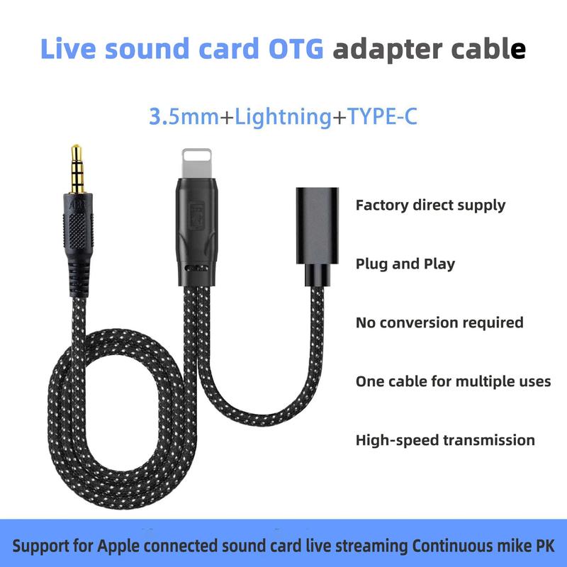 Kabel Otg, 3 dalam 1, untuk Kad Bunyi Jenis C dan Telefon Bimbit ...