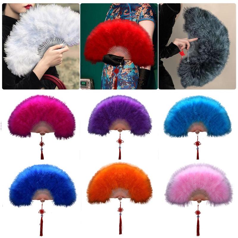 Matejiely Luxurious Feather Fan Folding Feather Fan Exquisit - TikTok ...