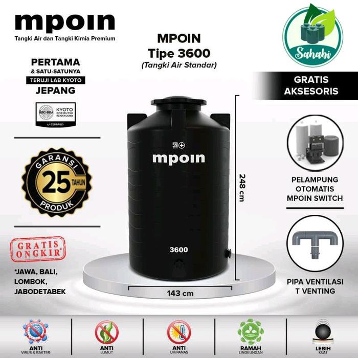 Jual Tandon Air /Toren Air /Tangki Air Mpoin Plus 3600 Liter Anti Virus ...