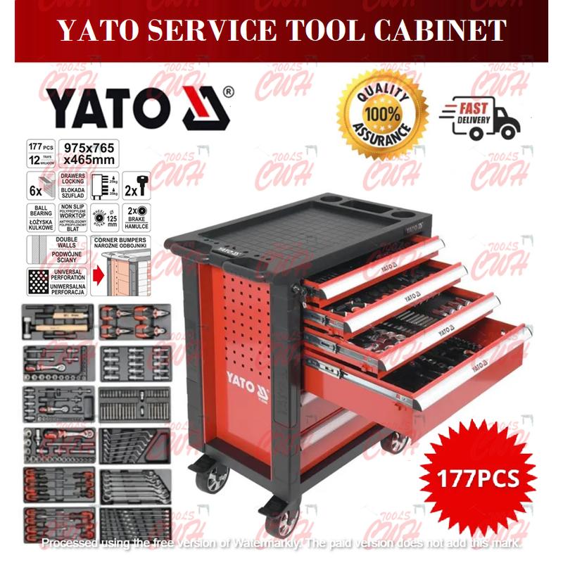 YATO 177PCS TOOL TROLLEY CABINET TOOLS SET SOCKET WRENCH SPANNAR ...