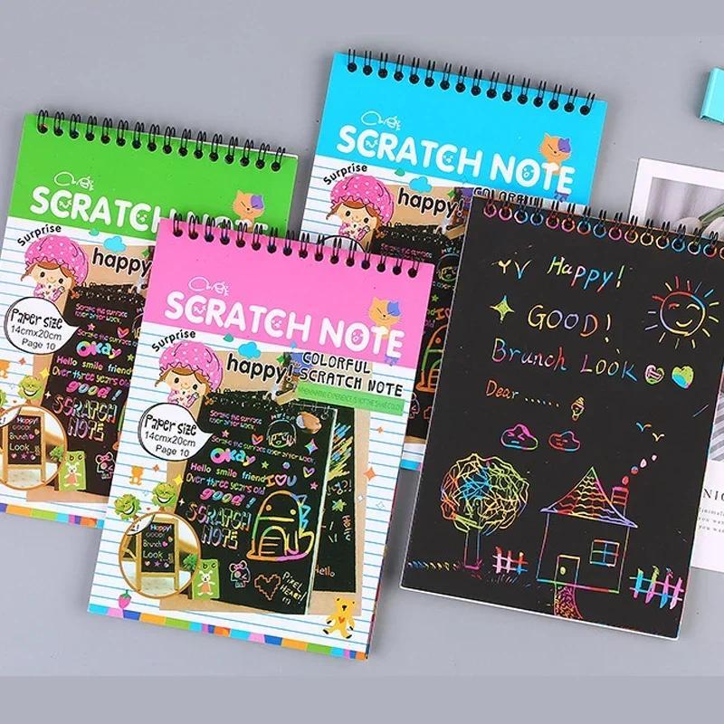 10 Sheets Fun Magic Book Toy DIY Scratch Notebook Black Cardboard ...