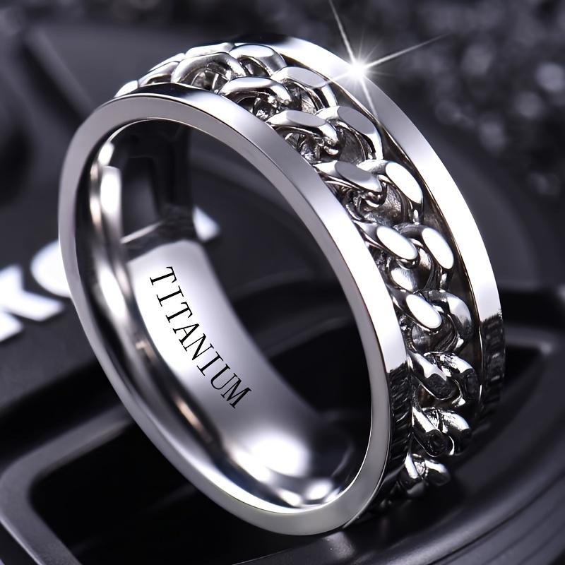 1pc 8mm Wide Titanium Steel Chain Design Ring For Men, Stylish - TikTok ...