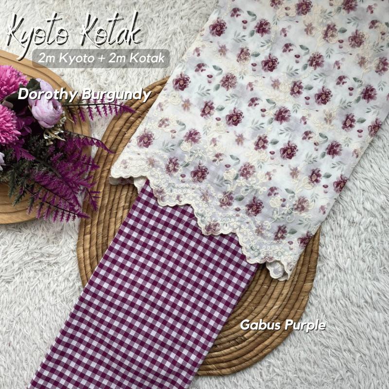 NEW COMBO SEPASANG 2M+2M KYOTO KOTAK KAIN COTTON EMBROIDERY SULAM ...