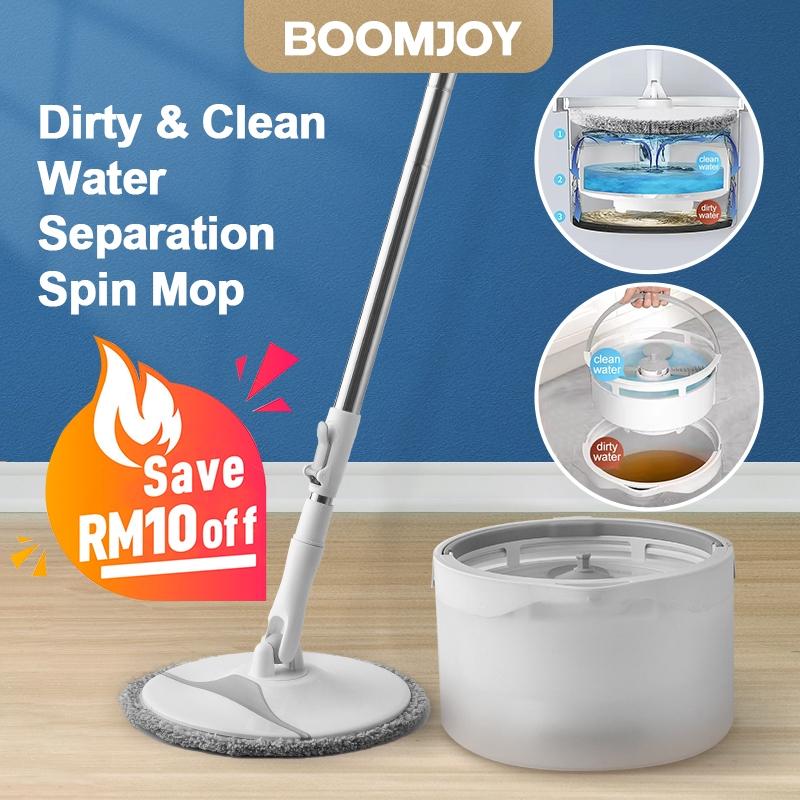 BOOMJOY 360 Spinning Flat Mop with Bucket Sewage Separation Cleaning ...