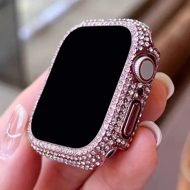 Rhinestone Decor Tempered Glass Screen Protector Watch Case For ...