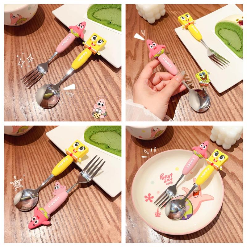 Creative Cartoon Stainless Steel Fork Spoon Cute Student Spoon - TikTok ...