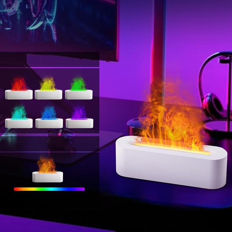 Colorful Simulated Flame Humidifier, Summer Ultrasonic Aroma Flame ...