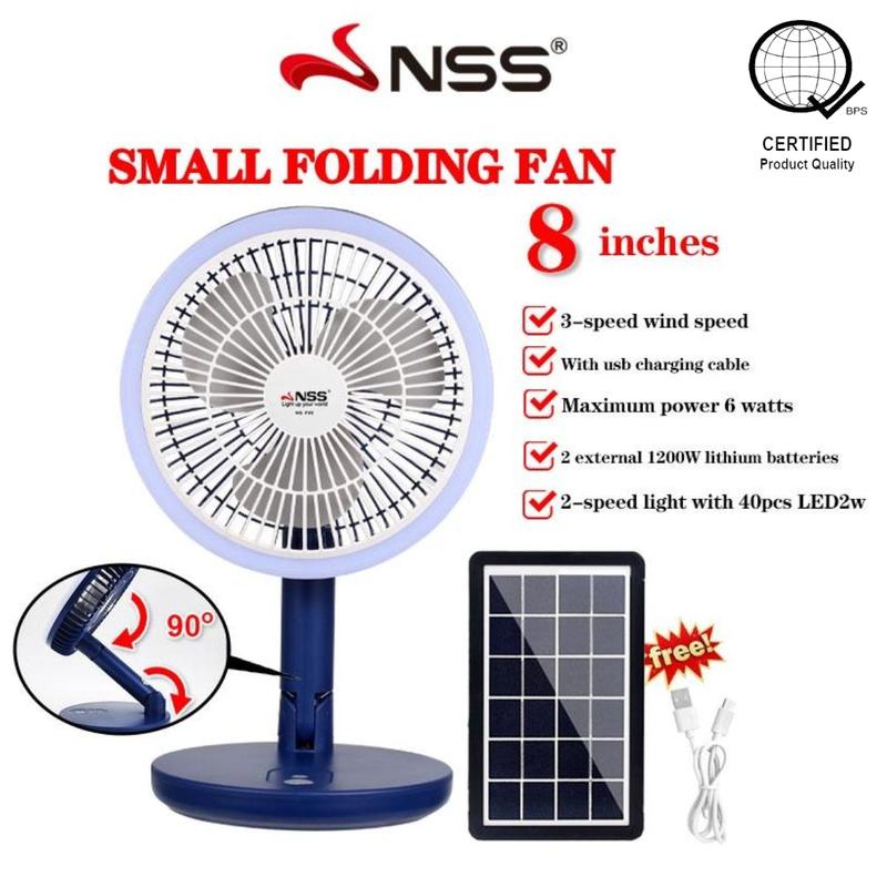 NSS 8'' Portable Solar Folding Fan with Ring Light with Sola - TikTok ...
