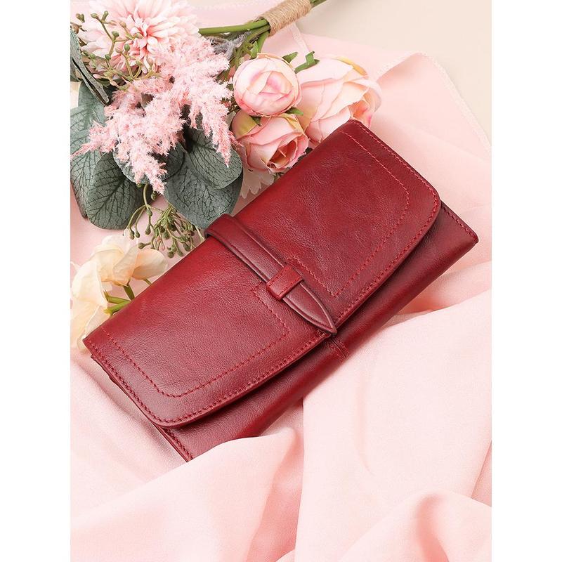 New European and American Women's Leather Purse RFID Long Zip Wallet ...