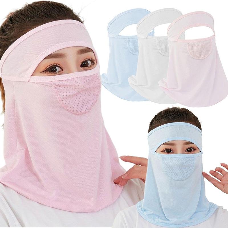 Integrated Neck Guard Summer Women Ice Silk Mask Face Covering - TikTok ...
