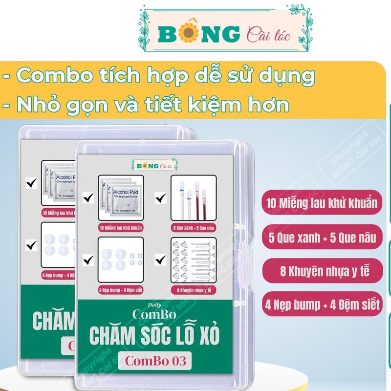 Combo chăm sóc lỗ xỏ bông tai nhựa trong suốt, nẹp bump, miếng - TikTok ...