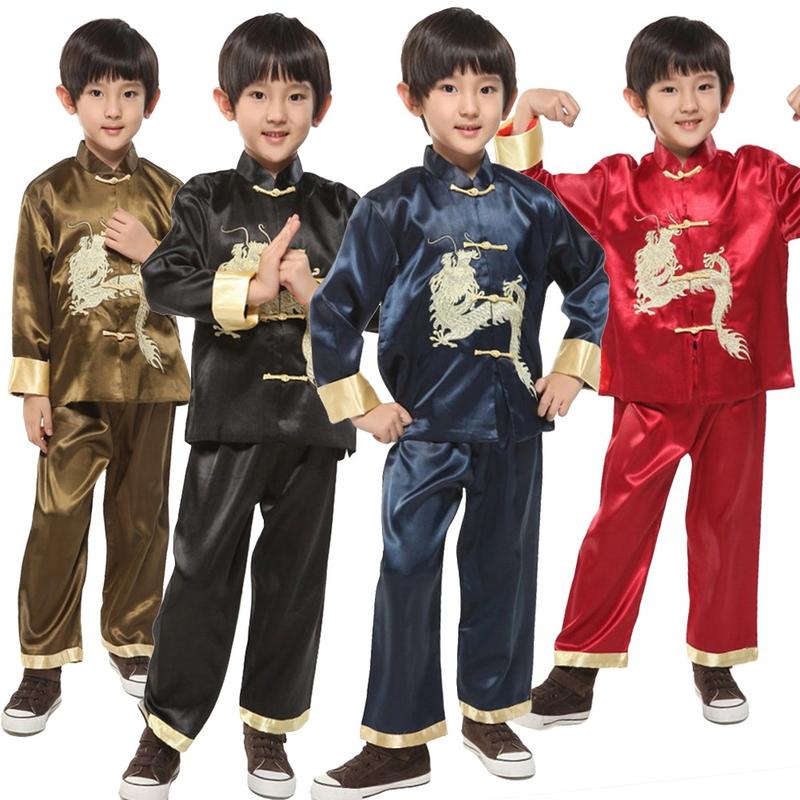 Ready Stock Kids Boy Tang Suit Tai Chi Kung Fu Dragon Stage Performance ...