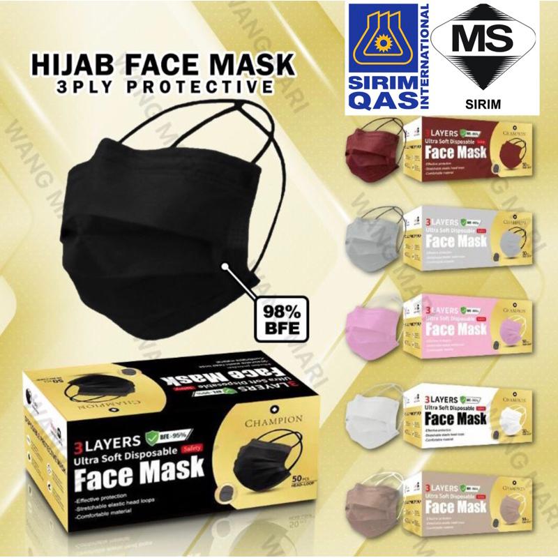 Headloop Black Face Mask Sirim 50pcs Non Medical Face Mask Wanita ...