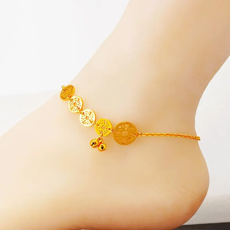 2026 Luxurious Ankle Bracelet, 24K Gold Imitation, Coin Style, Internet ...