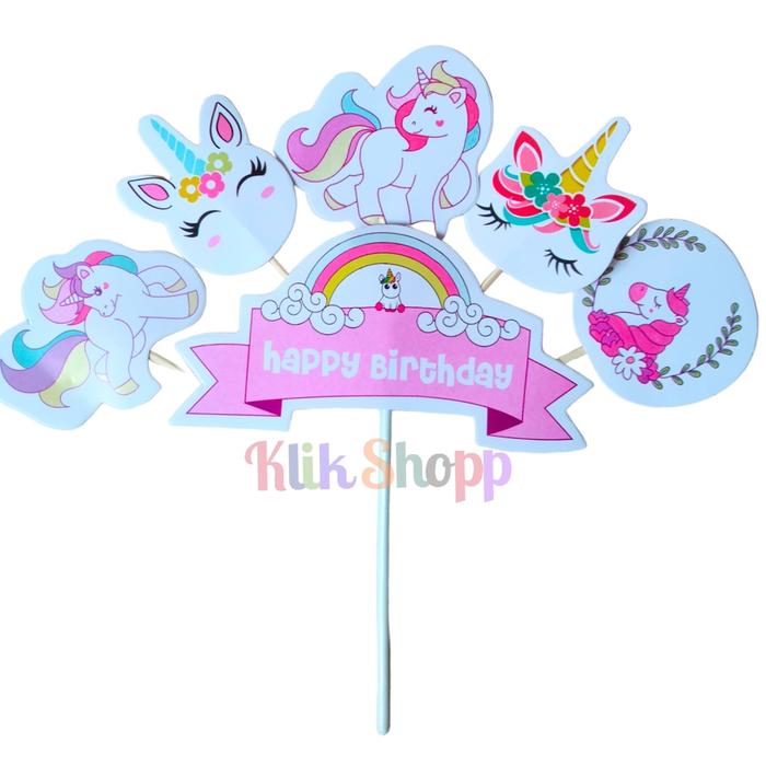 Jual Topper Unicorn / Unicorn Topper HBD / Topper hiasan kue karakter ...
