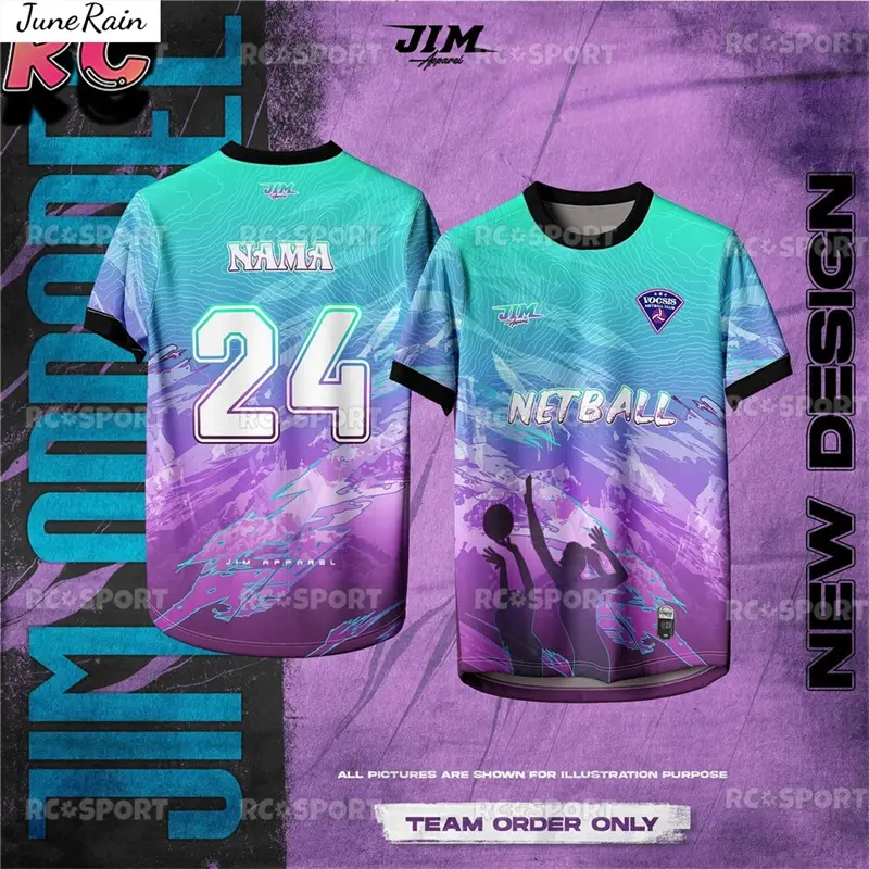 Jersi NETBALL, Rekaan Segar, Logo Nama dan Nombor Tersuai Percuma, Baju ...