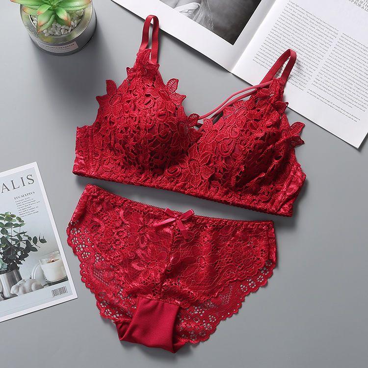 Set Seluar Dalam, Warna Merah, Untuk Wanita, Sesuai untuk Perkahwinan ...