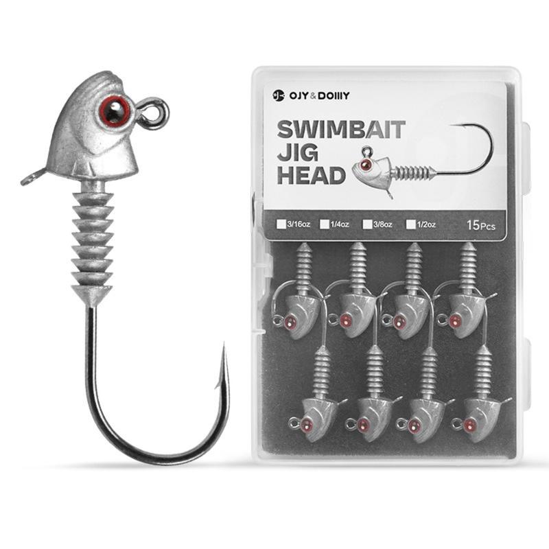 15PCS High Quality Metal Swimbait Hook Jig Head Luminous Eye - TikTok ...