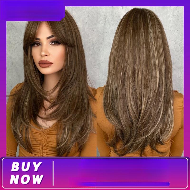 Rambut Palsu Sintetik, Warna Madu Berambut Perang dan Coklat, Rambut ...