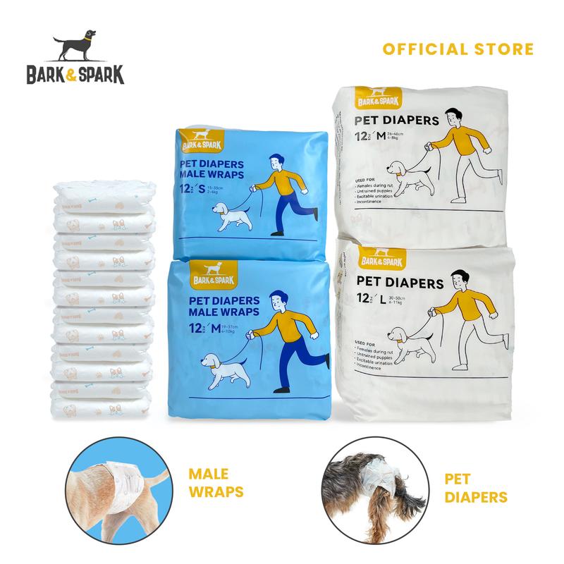 Bark and Spark Disposable Dog Diapers - Pack of 12, Male Wraps - TikTok ...