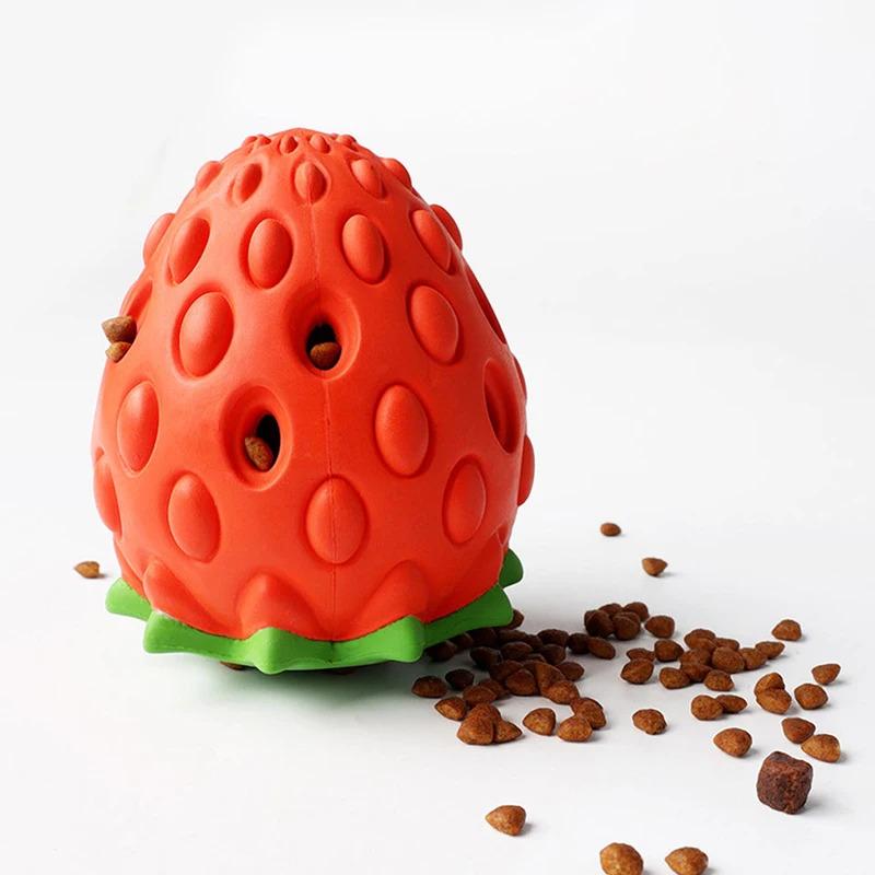 DualPet Dog Chew Toys Rubber Strawberry Shaped Food Leaking Toy ...