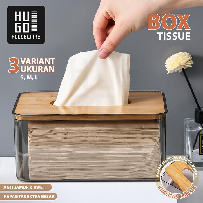 Promo HUGO Kotak Tisu Tempat Penyimpanan Tisu Transparan Tutup Kayu ...