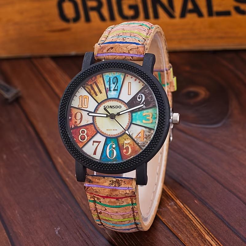 Jam Tangan Kuarza Wanita, Gaya Retro, Reka Bentuk Ira Kayu, Fesyen ...