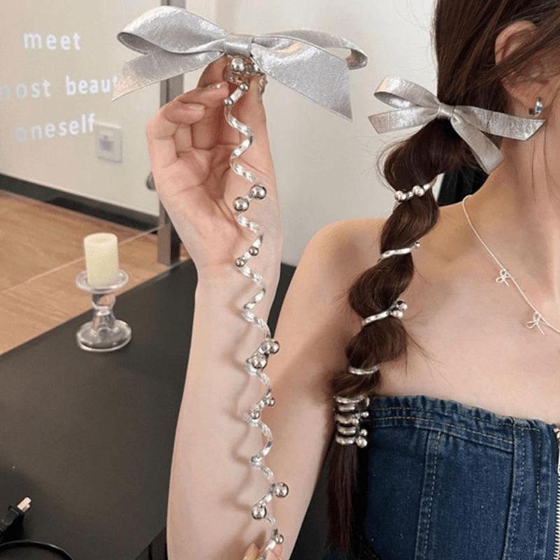 Y2K Bowtie Phone Line Hair Bands Women Summer New Bubble Braid - TikTok ...