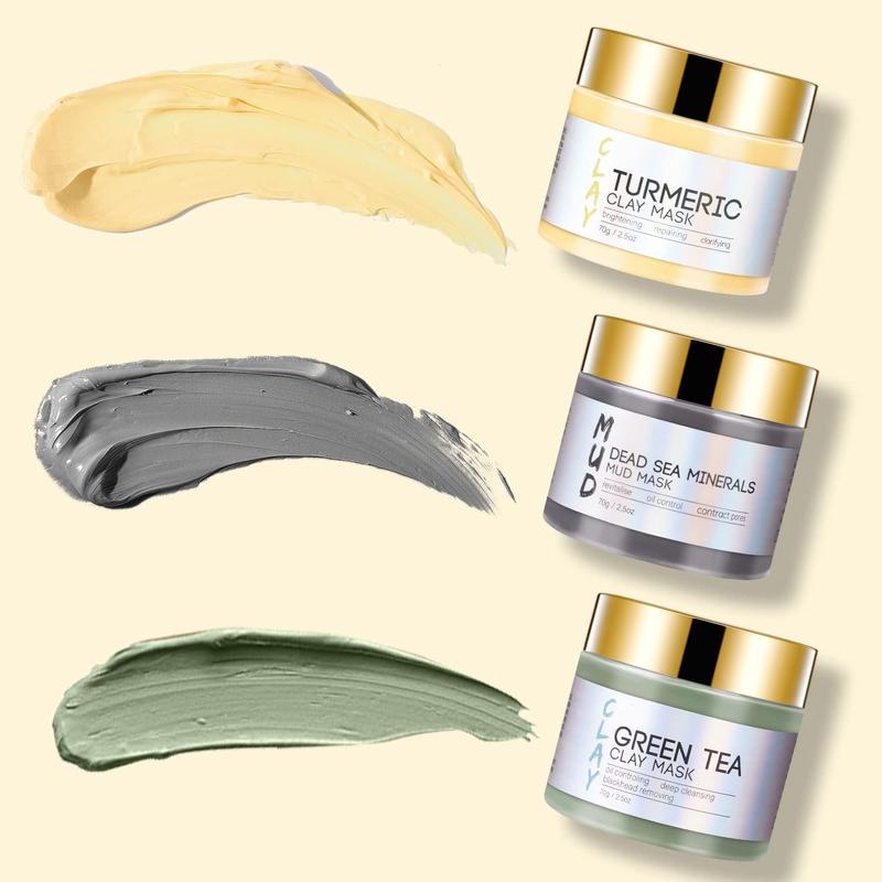 Turmeric & Green Tea Clay Mask Set with Dead Sea Minerals 3-Piece ...